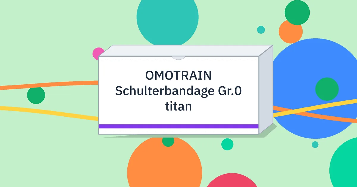 Symbolbild: Packung mit der Aufschrift OMOTRAIN Schulterbandage Gr.0 titan (PZN 03209315) – Verfügbarkeit und Bezug in Apotheken in Frankfurt am Main