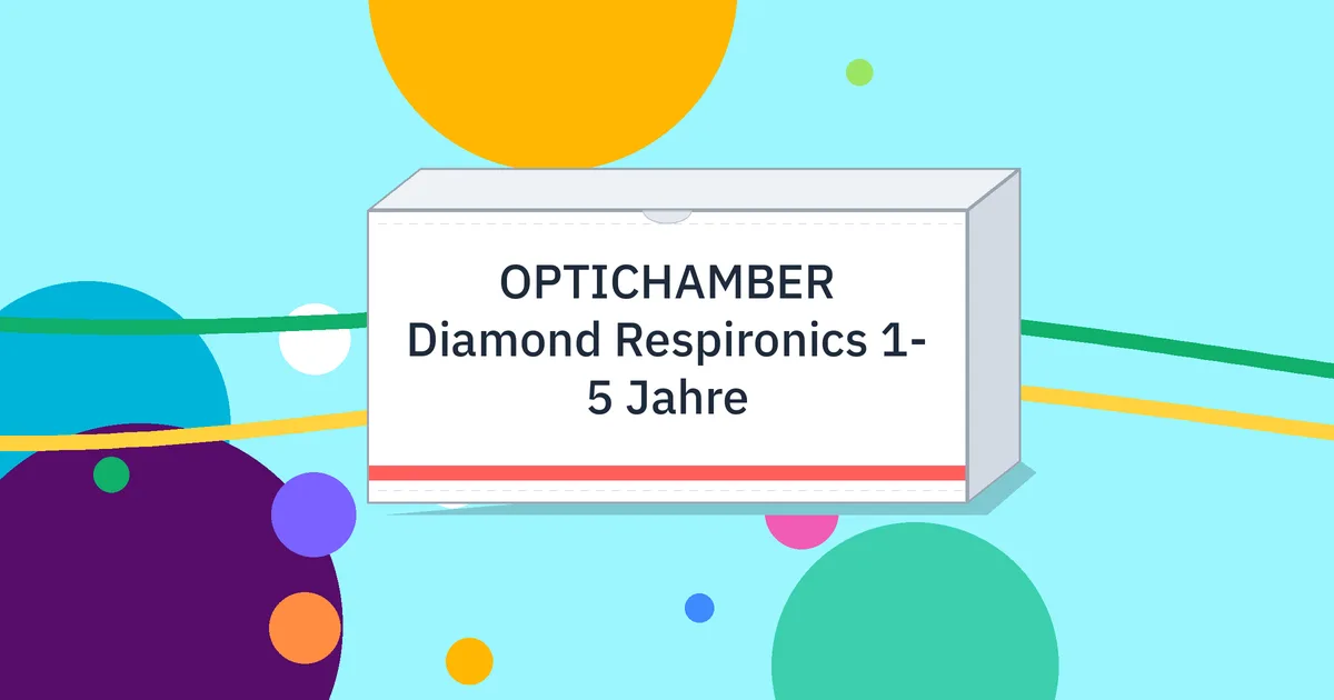 Symbolbild: Packung mit der Aufschrift OPTICHAMBER Diamond Respironics 1-5 Jahre (PZN 14294910) – Verfügbarkeit und Bezug in Apotheken in Frankfurt am Main