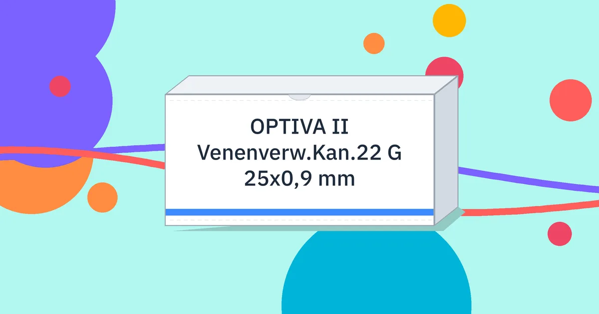 Symbolbild: Packung mit der Aufschrift OPTIVA II Venenverw.Kan.22 G 25x0,9 mm (PZN 10406996) – Verfügbarkeit und Bezug in Apotheken in Frankfurt am Main