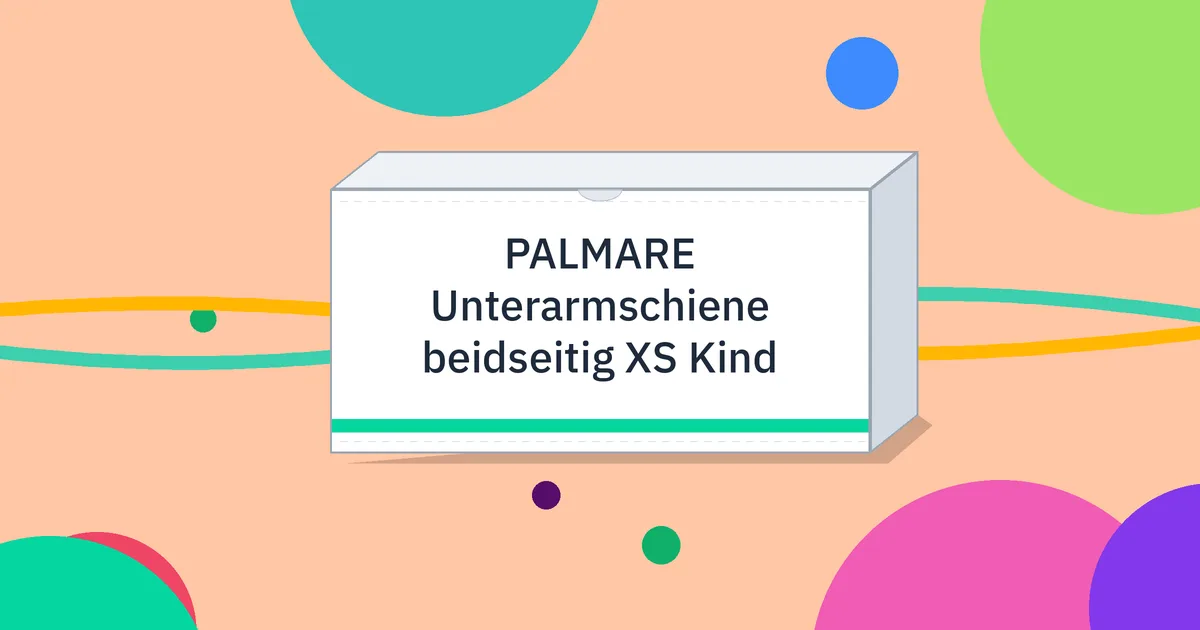 Symbolbild: Packung mit der Aufschrift PALMARE Unterarmschiene beidseitig XS Kind (PZN 07504867) – Verfügbarkeit und Bezug in Apotheken in Frankfurt am Main