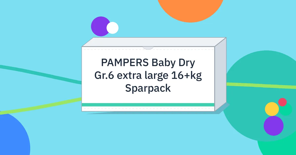 Symbolbild: Packung mit der Aufschrift PAMPERS Baby Dry Gr.6 extra large 16+kg Sparpack (PZN 10256605) – Verfügbarkeit und Bezug in Apotheken in Frankfurt am Main