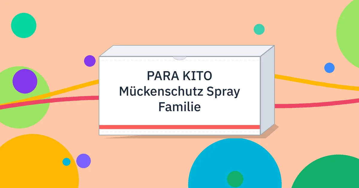 Symbolbild: Packung mit der Aufschrift PARA KITO Mückenschutz Spray Familie (PZN 19164543) – Verfügbarkeit und Bezug in Apotheken in Frankfurt am Main