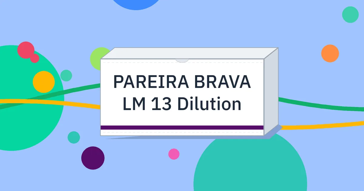 Symbolbild: Packung mit der Aufschrift PAREIRA BRAVA LM 13 Dilution (PZN 13631392) – Verfügbarkeit und Bezug in Apotheken in Frankfurt am Main