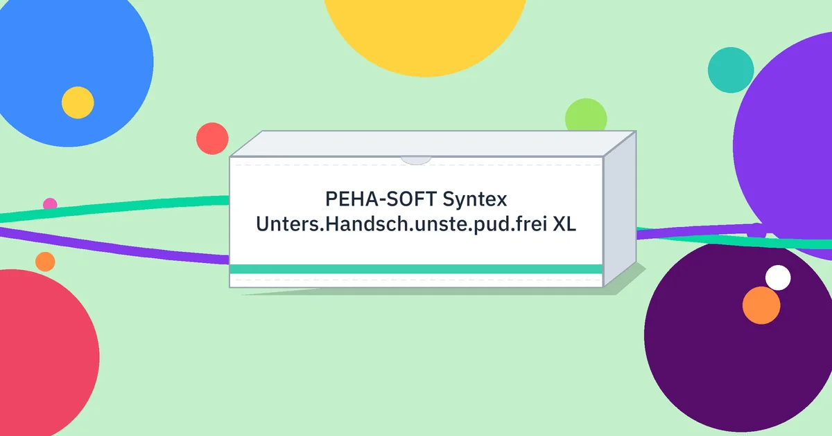 Symbolbild: Packung mit der Aufschrift PEHA-SOFT Syntex Unters.Handsch.unste.pud.frei XL (PZN 03890922) – Verfügbarkeit und Bezug in Apotheken in Frankfurt am Main
