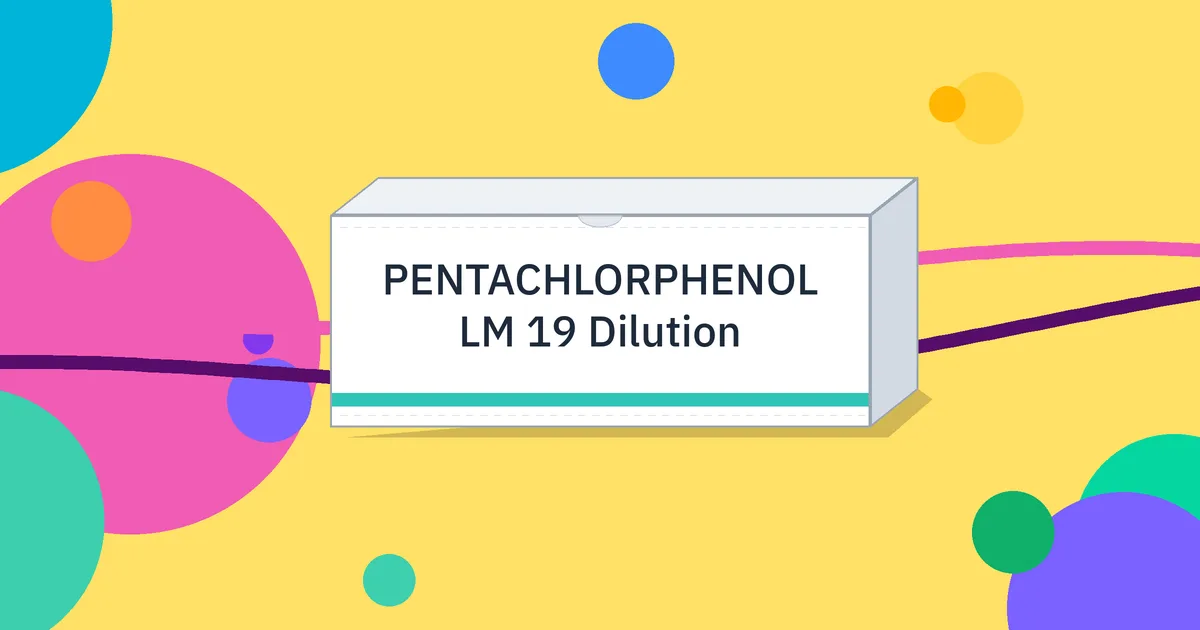 Symbolbild: Packung mit der Aufschrift PENTACHLORPHENOL LM 19 Dilution (PZN 13634249) – Verfügbarkeit und Bezug in Apotheken in Frankfurt am Main
