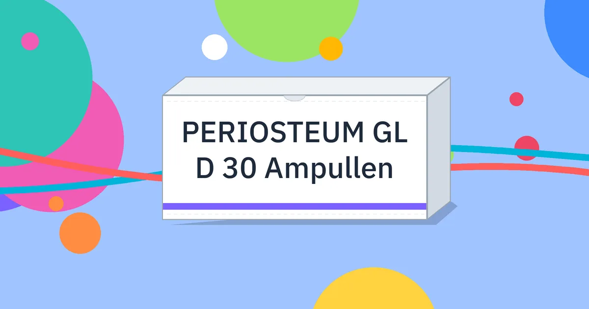 Symbolbild: Packung mit der Aufschrift PERIOSTEUM GL D 30 Ampullen (PZN 03354968) – Verfügbarkeit und Bezug in Apotheken in Frankfurt am Main