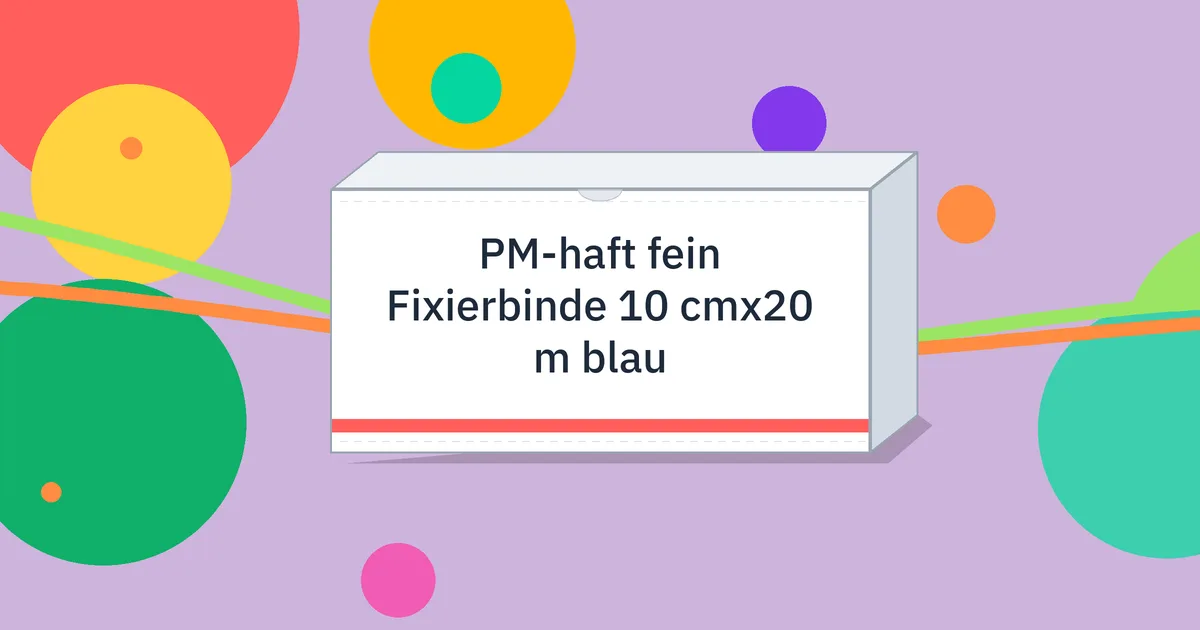 Symbolbild: Packung mit der Aufschrift PM-haft fein Fixierbinde 10 cmx20 m blau (PZN 18845117) – Verfügbarkeit und Bezug in Apotheken in Frankfurt am Main