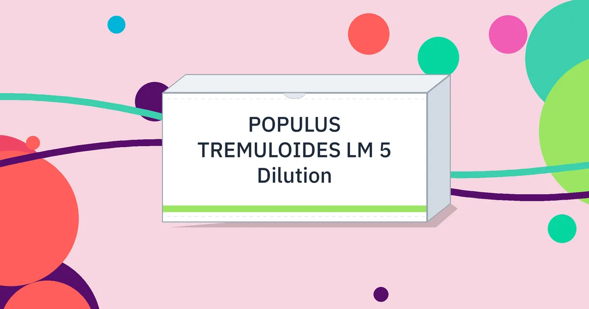 Symbolbild: Packung mit der Aufschrift POPULUS TREMULOIDES LM 5 Dilution (PZN 13664641) – Verfügbarkeit und Bezug in Apotheken in Frankfurt am Main