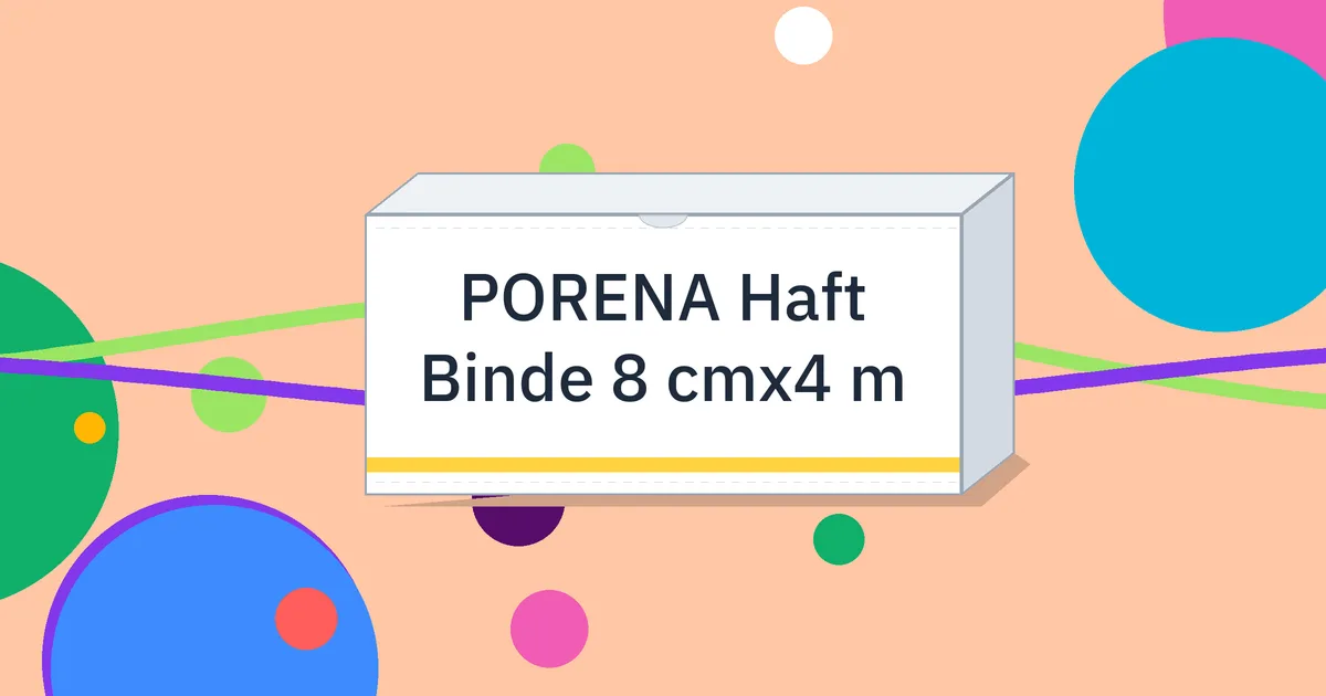 Symbolbild: Packung mit der Aufschrift PORENA Haft Binde 8 cmx4 m (PZN 06971176) – Verfügbarkeit und Bezug in Apotheken in Frankfurt am Main