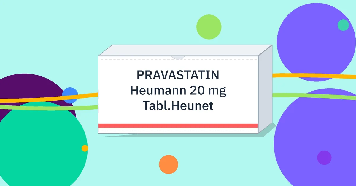Symbolbild: Packung mit der Aufschrift PRAVASTATIN Heumann 20 mg Tabl.Heunet (PZN 06100091) – Verfügbarkeit und Bezug in Apotheken in Frankfurt am Main