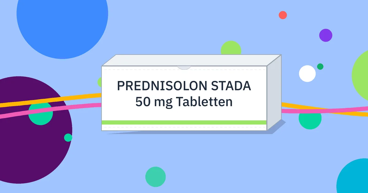 Symbolbild: Packung mit der Aufschrift PREDNISOLON STADA 50 mg Tabletten (PZN 07626116) – Verfügbarkeit und Bezug in Apotheken in Frankfurt am Main