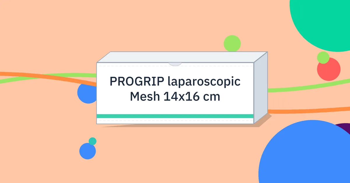 Symbolbild: Packung mit der Aufschrift PROGRIP laparoscopic Mesh 14x16 cm (PZN 18258207) – Verfügbarkeit und Bezug in Apotheken in Frankfurt am Main