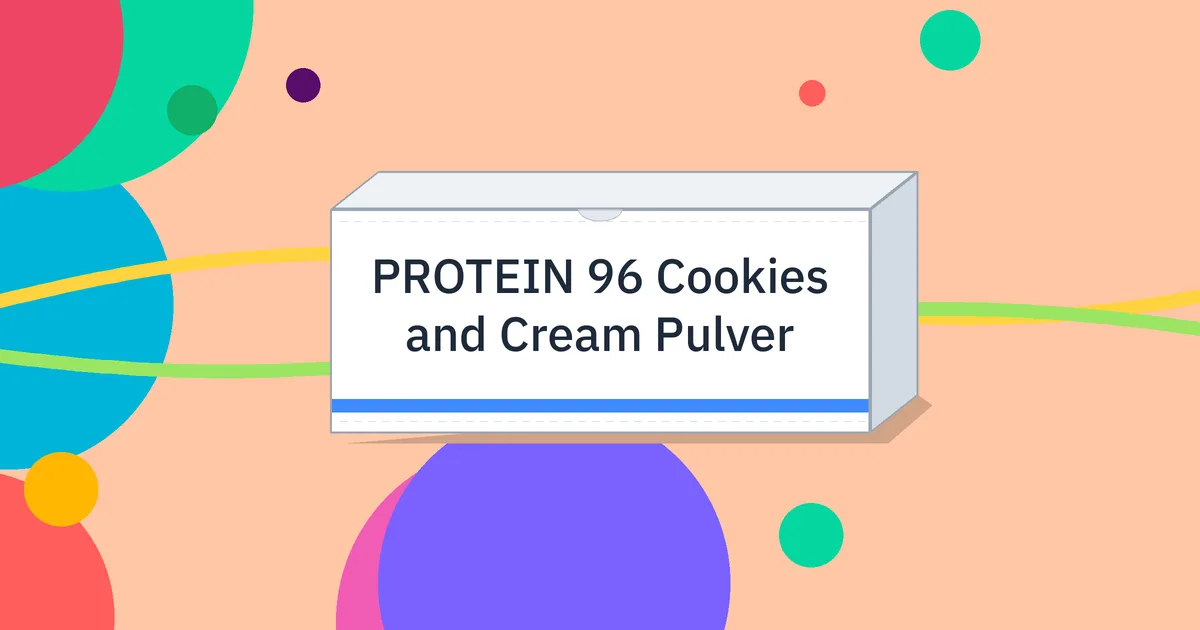 Symbolbild: Packung mit der Aufschrift PROTEIN 96 Cookies and Cream Pulver (PZN 10534116) – Verfügbarkeit und Bezug in Apotheken in Frankfurt am Main