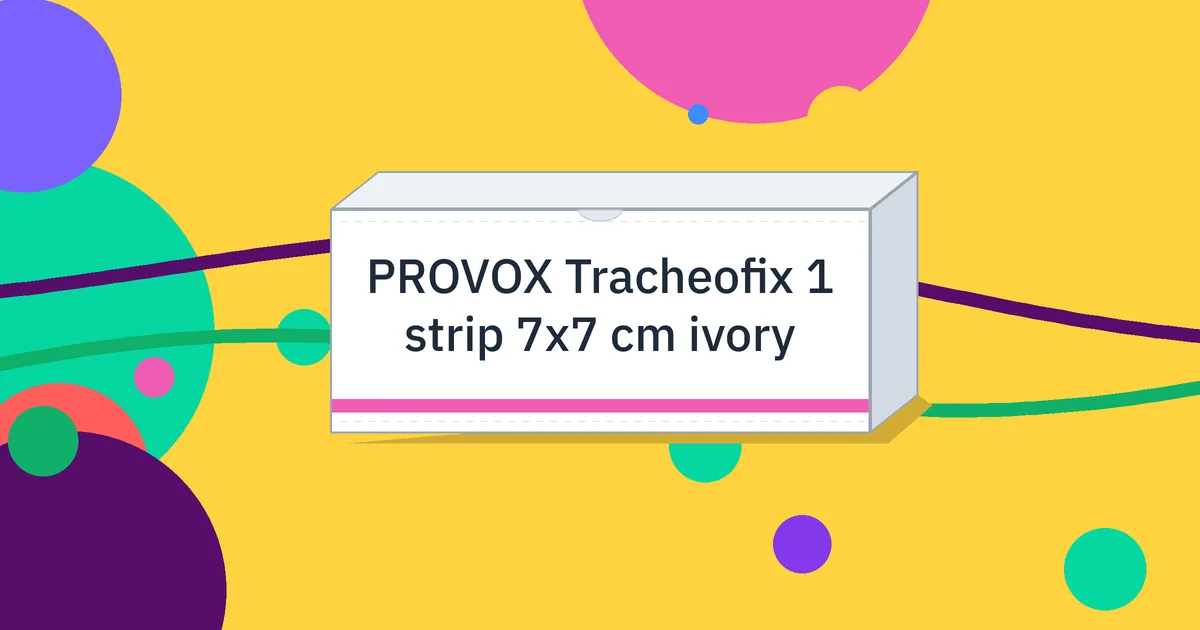Symbolbild: Packung mit der Aufschrift PROVOX Tracheofix 1 strip 7x7 cm ivory (PZN 00140818) – Verfügbarkeit und Bezug in Apotheken in Frankfurt am Main
