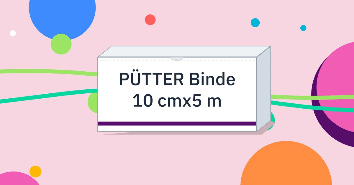 Symbolbild: Packung mit der Aufschrift PÜTTER Binde 10 cmx5 m (PZN 18716584) – Verfügbarkeit und Bezug in Apotheken in Frankfurt am Main