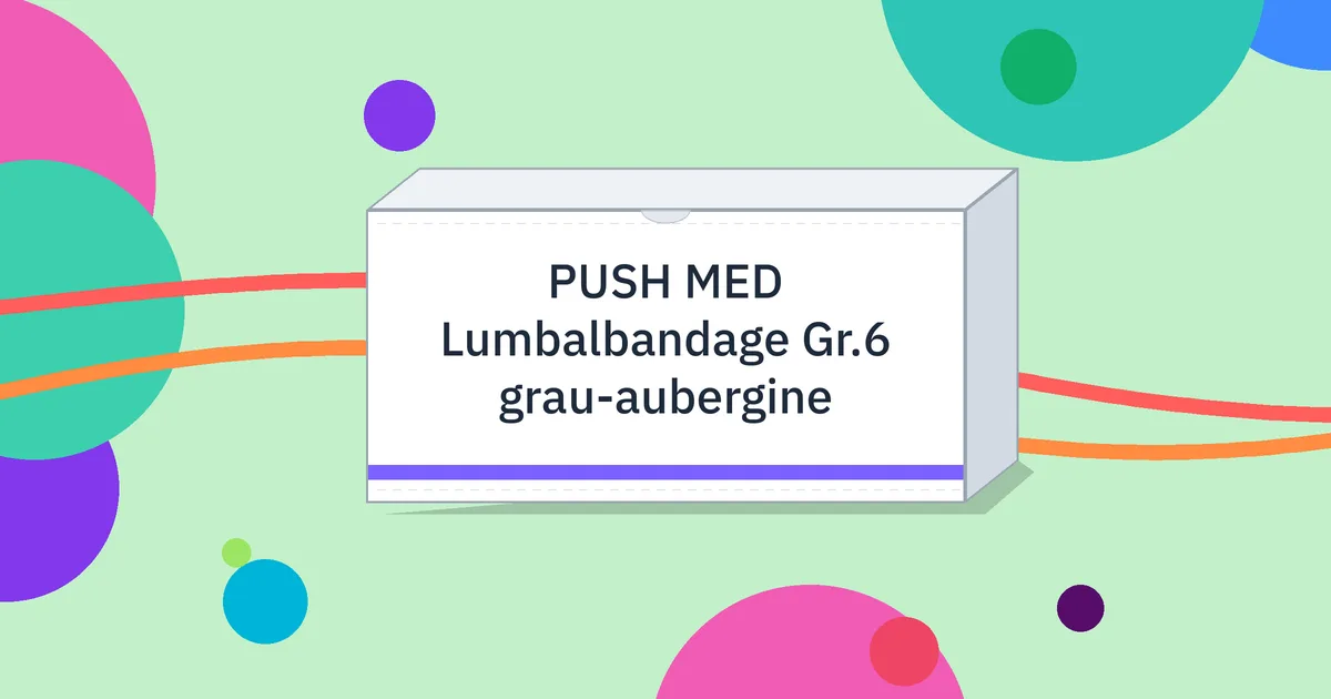 Symbolbild: Packung mit der Aufschrift PUSH MED Lumbalbandage Gr.6 grau-aubergine (PZN 07318691) – Verfügbarkeit und Bezug in Apotheken in Frankfurt am Main