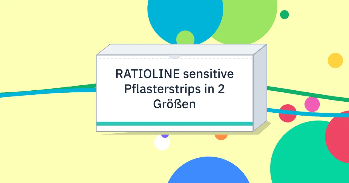Symbolbild: Packung mit der Aufschrift RATIOLINE sensitive Pflasterstrips in 2 Größen (PZN 01805183) – Verfügbarkeit und Bezug in Apotheken in Frankfurt am Main