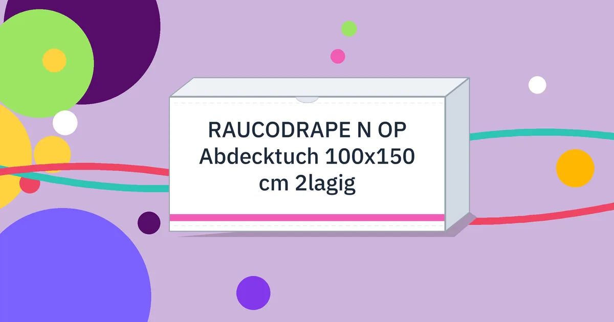 Symbolbild: Packung mit der Aufschrift RAUCODRAPE N OP Abdecktuch 100x150 cm 2lagig (PZN 06162057) – Verfügbarkeit und Bezug in Apotheken in Frankfurt am Main