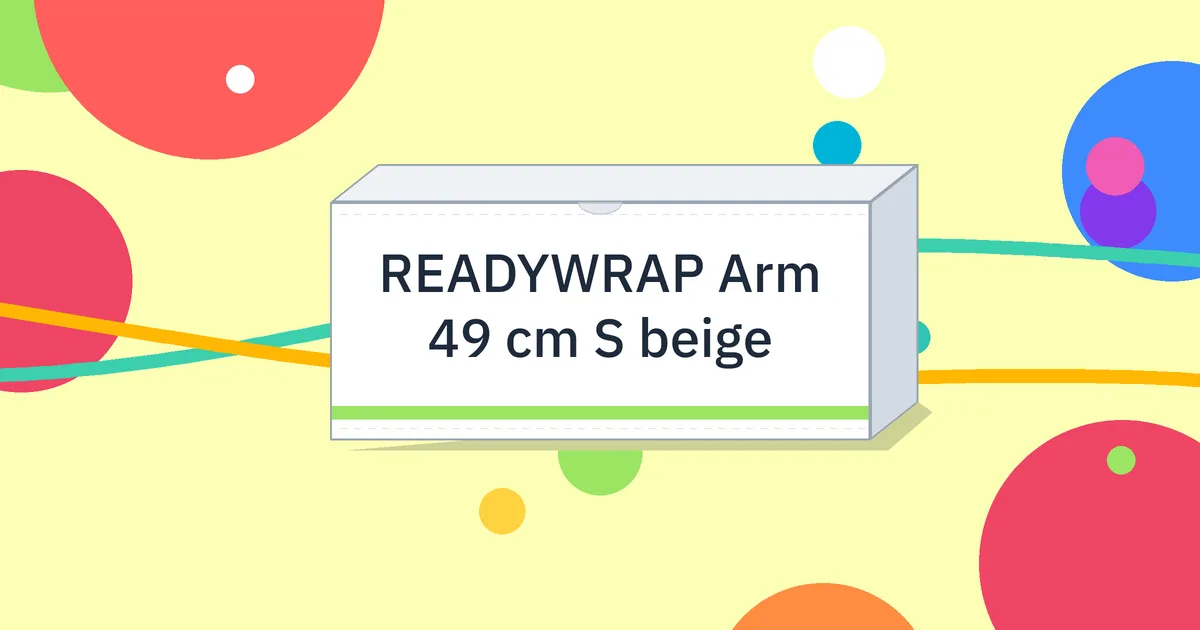 Symbolbild: Packung mit der Aufschrift READYWRAP Arm 49 cm S beige (PZN 16567387) – Verfügbarkeit und Bezug in Apotheken in Frankfurt am Main