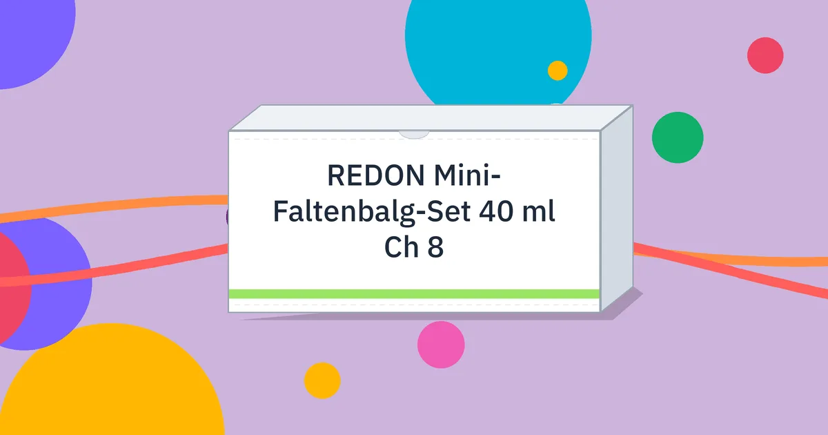 Symbolbild: Packung mit der Aufschrift REDON Mini-Faltenbalg-Set 40 ml Ch 8 (PZN 14305909) – Verfügbarkeit und Bezug in Apotheken in Frankfurt am Main