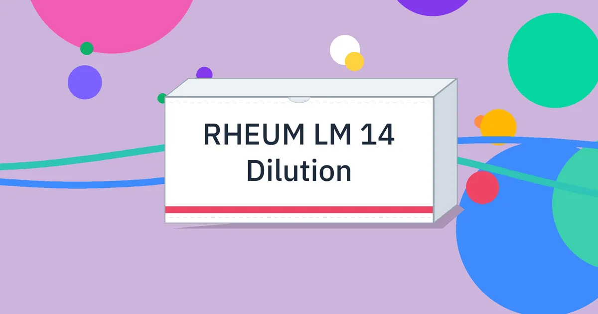 Symbolbild: Packung mit der Aufschrift RHEUM LM 14 Dilution (PZN 13049491) – Verfügbarkeit und Bezug in Apotheken in Frankfurt am Main