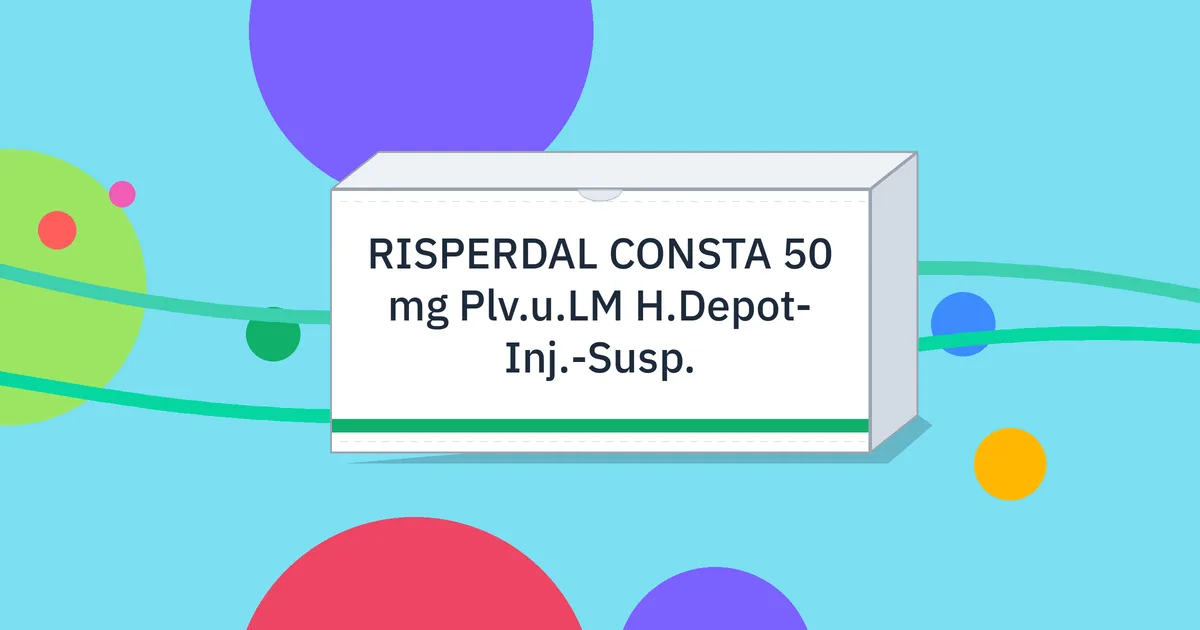 Symbolbild: Packung mit der Aufschrift RISPERDAL CONSTA 50 mg Plv.u.LM H.Depot-Inj.-Susp. (PZN 05731866) – Verfügbarkeit und Bezug in Apotheken in Frankfurt am Main