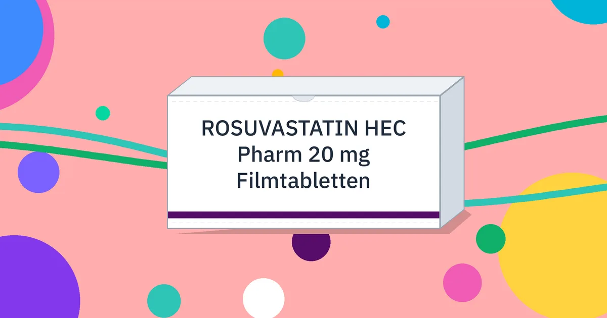 Symbolbild: Packung mit der Aufschrift ROSUVASTATIN HEC Pharm 20 mg Filmtabletten (PZN 16598241) – Verfügbarkeit und Bezug in Apotheken in Frankfurt am Main