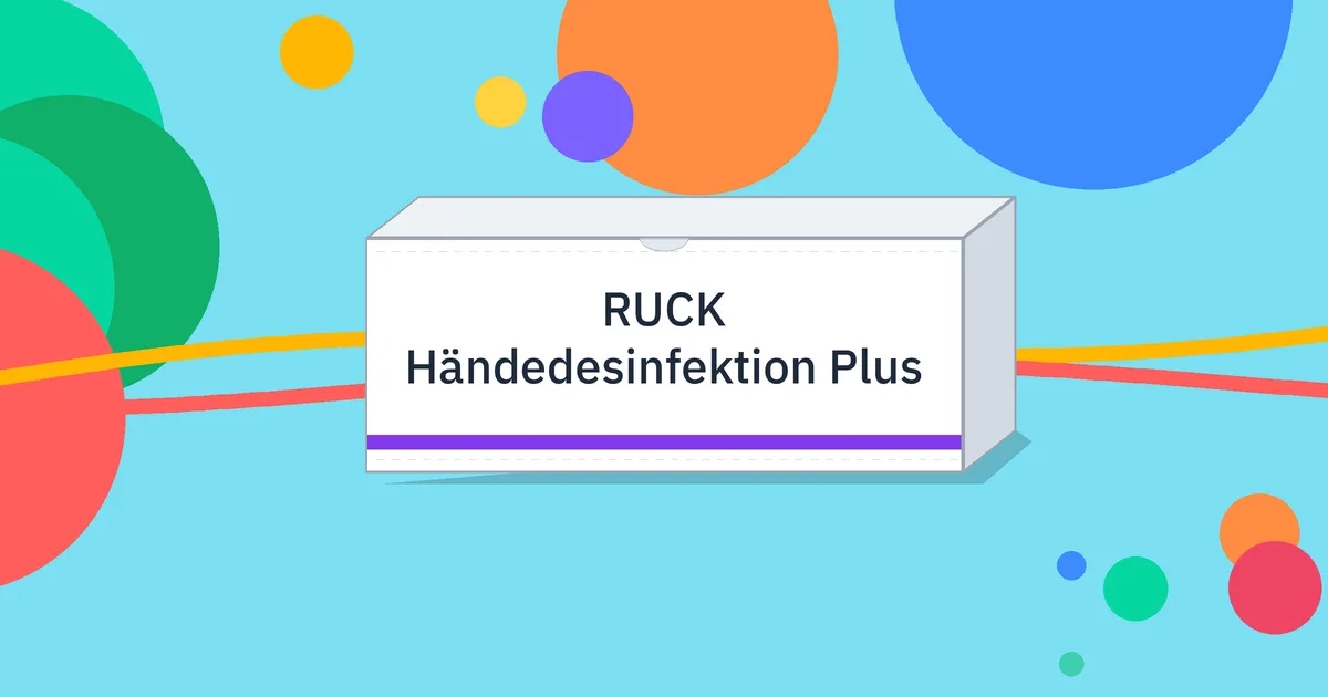 Symbolbild: Packung mit der Aufschrift RUCK Händedesinfektion Plus (PZN 08456610) – Verfügbarkeit und Bezug in Apotheken in Frankfurt am Main