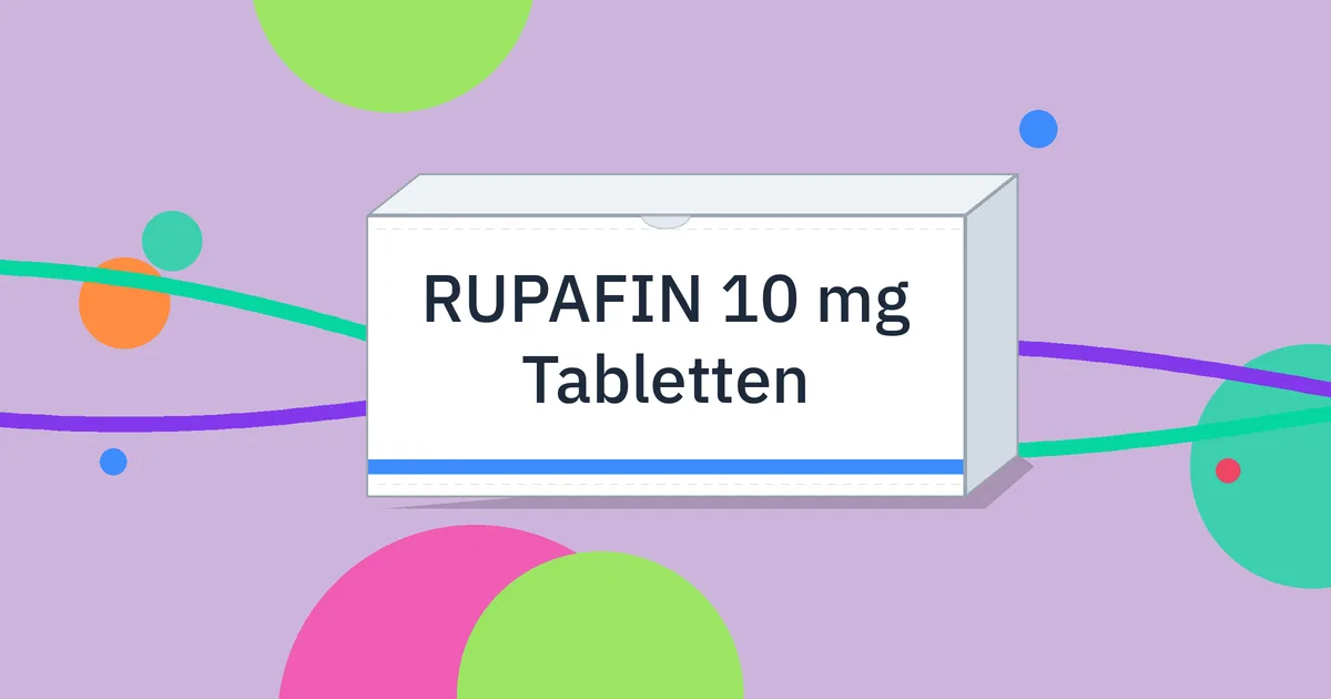 Symbolbild: Packung mit der Aufschrift RUPAFIN 10 mg Tabletten (PZN 09534660) – Verfügbarkeit und Bezug in Apotheken in Frankfurt am Main