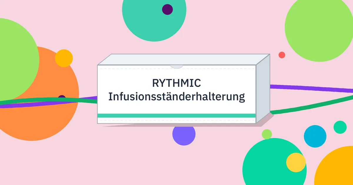 Symbolbild: Packung mit der Aufschrift RYTHMIC Infusionsständerhalterung (PZN 17865365) – Verfügbarkeit und Bezug in Apotheken in Frankfurt am Main