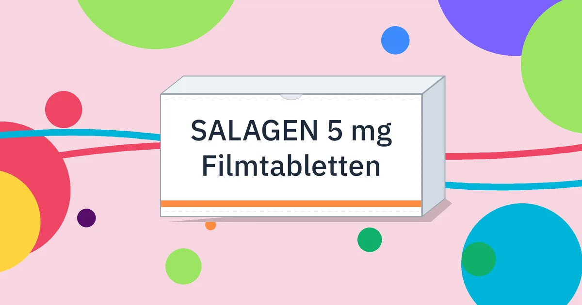Symbolbild: Packung mit der Aufschrift SALAGEN 5 mg Filmtabletten (PZN 11527532) – Verfügbarkeit und Bezug in Apotheken in Frankfurt am Main