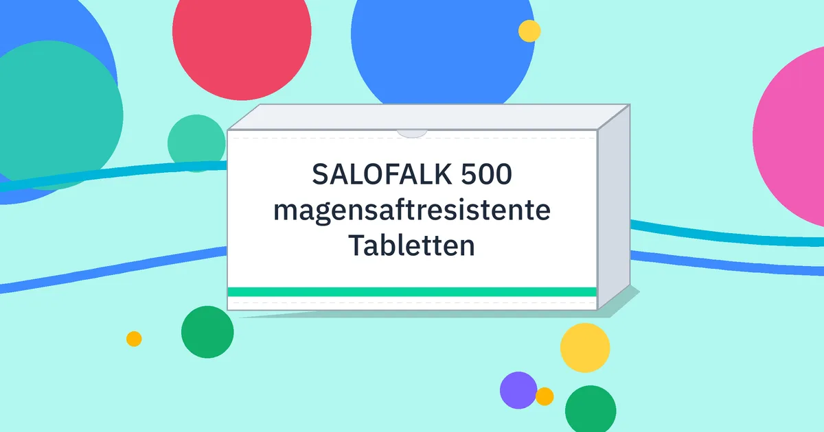 Symbolbild: Packung mit der Aufschrift SALOFALK 500 magensaftresistente Tabletten (PZN 01128908) – Verfügbarkeit und Bezug in Apotheken in Frankfurt am Main