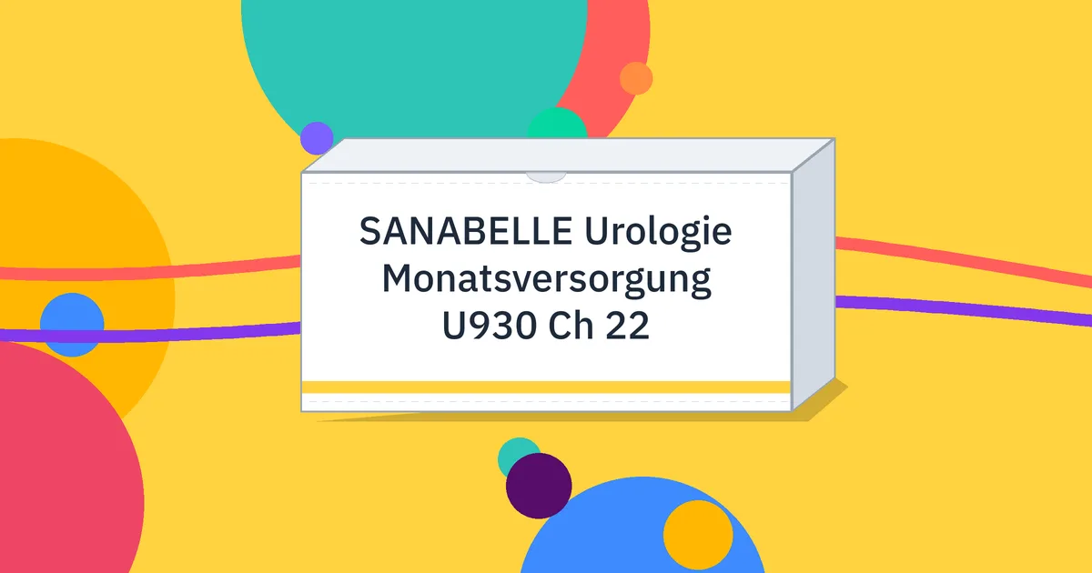 Symbolbild: Packung mit der Aufschrift SANABELLE Urologie Monatsversorgung U930 Ch 22 (PZN 07531255) – Verfügbarkeit und Bezug in Apotheken in Frankfurt am Main