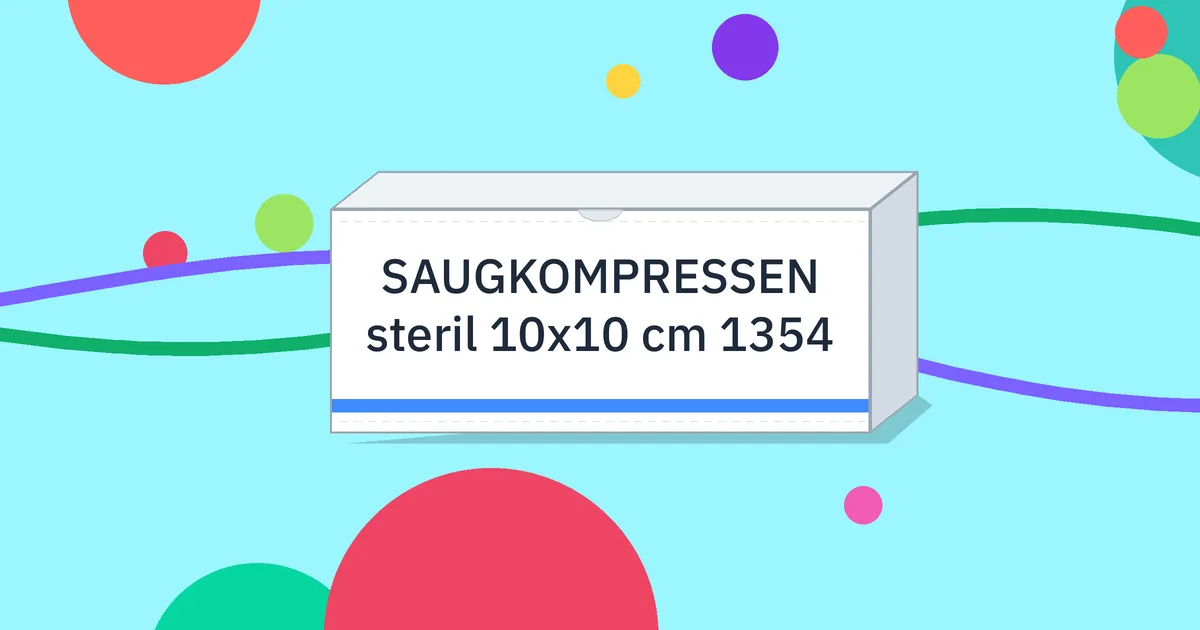 Symbolbild: Packung mit der Aufschrift SAUGKOMPRESSEN steril 10x10 cm 1354 (PZN 16623128) – Verfügbarkeit und Bezug in Apotheken in Frankfurt am Main