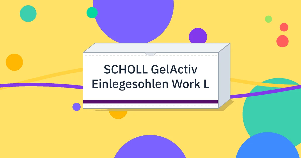 Symbolbild: Packung mit der Aufschrift SCHOLL GelActiv Einlegesohlen Work L (PZN 20776895) – Verfügbarkeit und Bezug in Apotheken in Frankfurt am Main