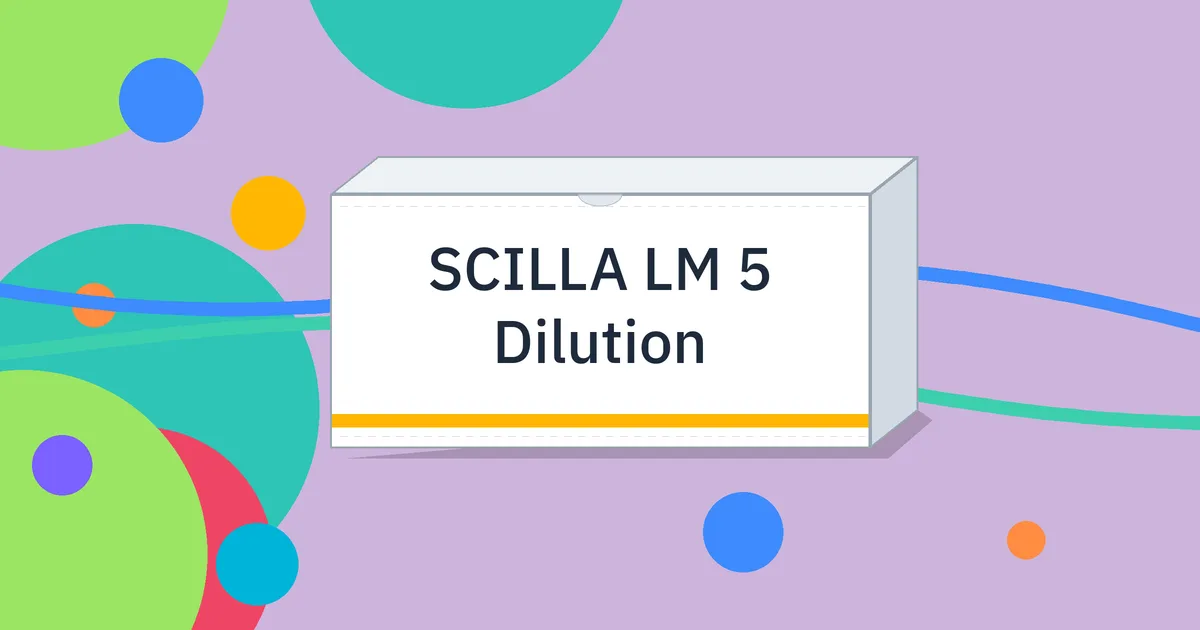 Symbolbild: Packung mit der Aufschrift SCILLA LM 5 Dilution (PZN 13183918) – Verfügbarkeit und Bezug in Apotheken in Frankfurt am Main