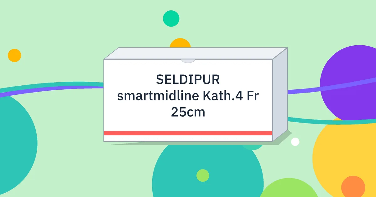 Symbolbild: Packung mit der Aufschrift SELDIPUR smartmidline Kath.4 Fr 25cm (PZN 15263171) – Verfügbarkeit und Bezug in Apotheken in Frankfurt am Main