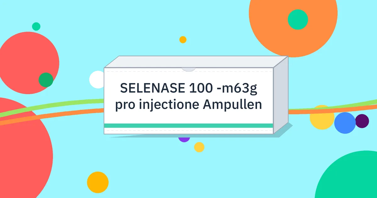 Symbolbild: Packung mit der Aufschrift SELENASE 100 -m63g pro injectione Ampullen (PZN 00593709) – Verfügbarkeit und Bezug in Apotheken in Frankfurt am Main