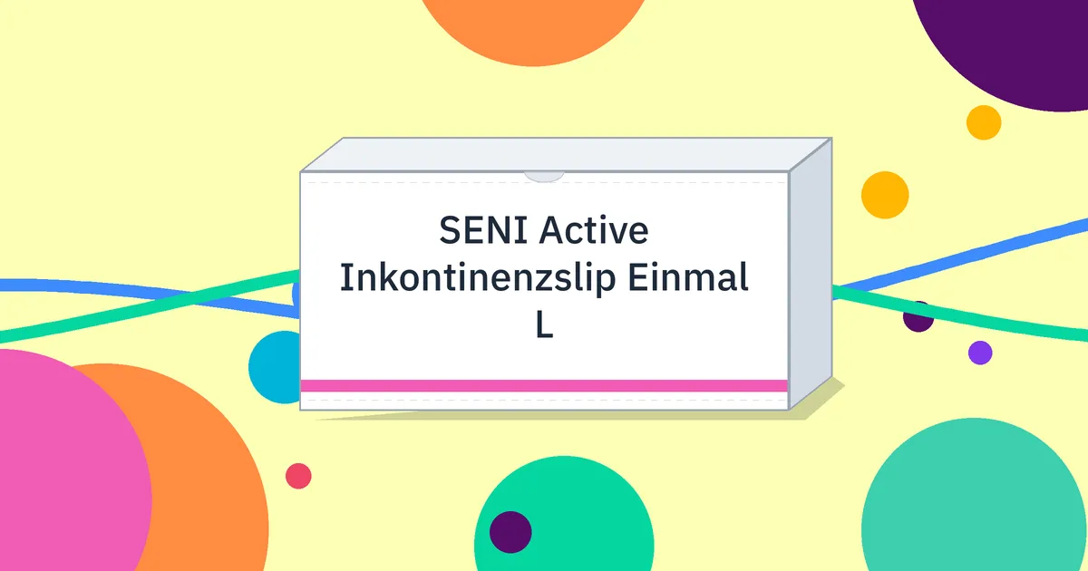 Symbolbild: Packung mit der Aufschrift SENI Active Inkontinenzslip Einmal L (PZN 03132682) – Verfügbarkeit und Bezug in Apotheken in Frankfurt am Main