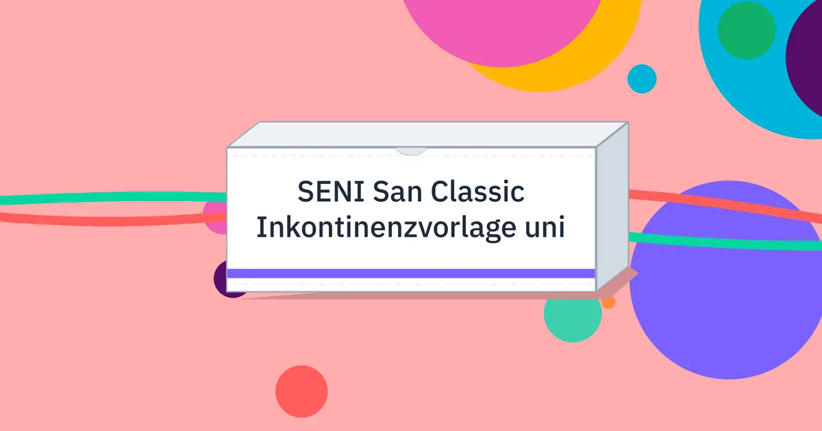 Symbolbild: Packung mit der Aufschrift SENI San Classic Inkontinenzvorlage uni (PZN 17894131) – Verfügbarkeit und Bezug in Apotheken in Frankfurt am Main
