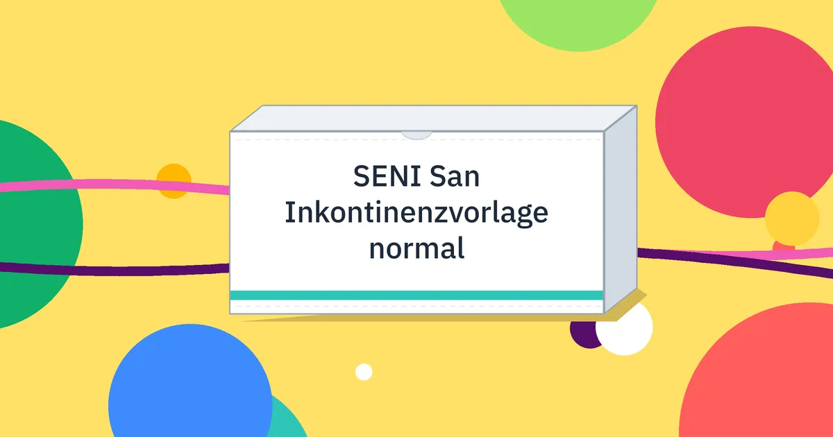Symbolbild: Packung mit der Aufschrift SENI San Inkontinenzvorlage normal (PZN 18329597) – Verfügbarkeit und Bezug in Apotheken in Frankfurt am Main