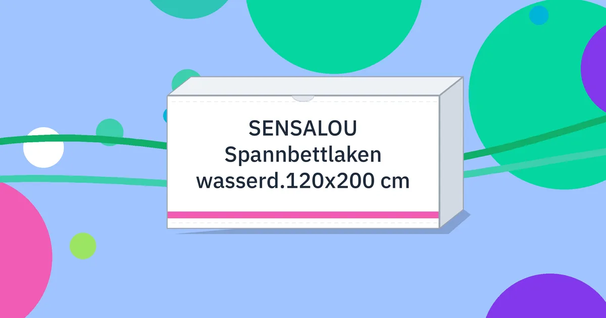 Symbolbild: Packung mit der Aufschrift SENSALOU Spannbettlaken wasserd.120x200 cm (PZN 19227539) – Verfügbarkeit und Bezug in Apotheken in Frankfurt am Main
