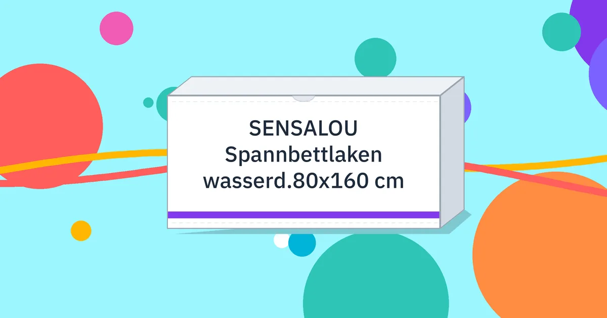 Symbolbild: Packung mit der Aufschrift SENSALOU Spannbettlaken wasserd.80x160 cm (PZN 19227628) – Verfügbarkeit und Bezug in Apotheken in Frankfurt am Main