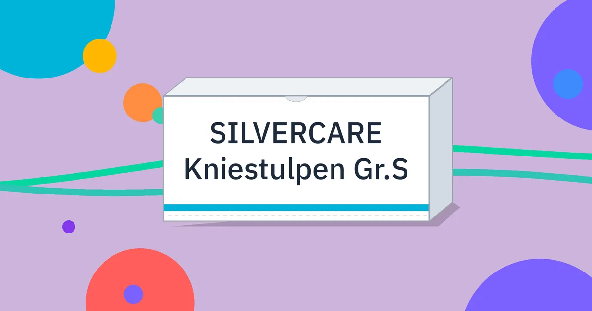 Symbolbild: Packung mit der Aufschrift SILVERCARE Kniestulpen Gr.S (PZN 01110937) – Verfügbarkeit und Bezug in Apotheken in Frankfurt am Main