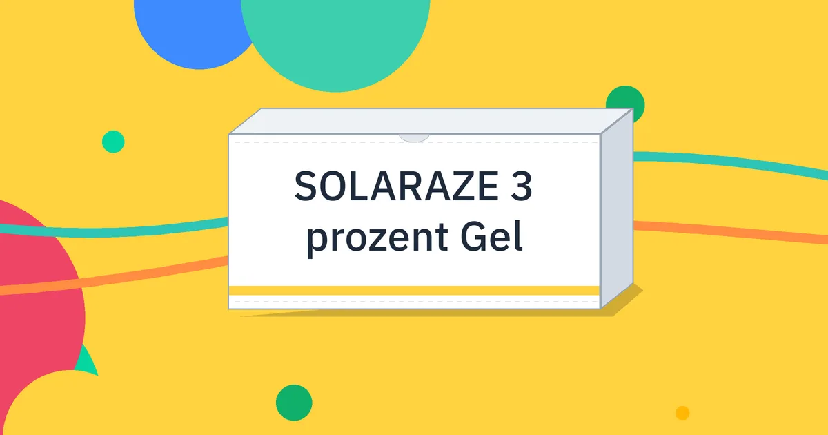 Symbolbild: Packung mit der Aufschrift SOLARAZE 3 prozent Gel (PZN 14045130) – Verfügbarkeit und Bezug in Apotheken in Frankfurt am Main