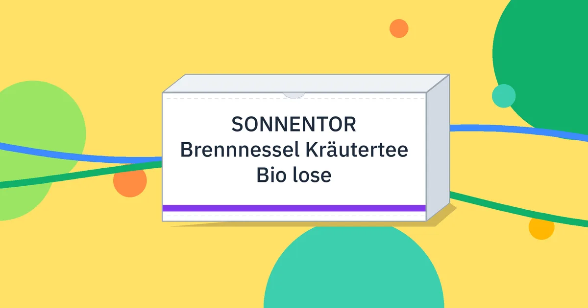 Symbolbild: Packung mit der Aufschrift SONNENTOR Brennnessel Kräutertee Bio lose (PZN 18903501) – Verfügbarkeit und Bezug in Apotheken in Frankfurt am Main
