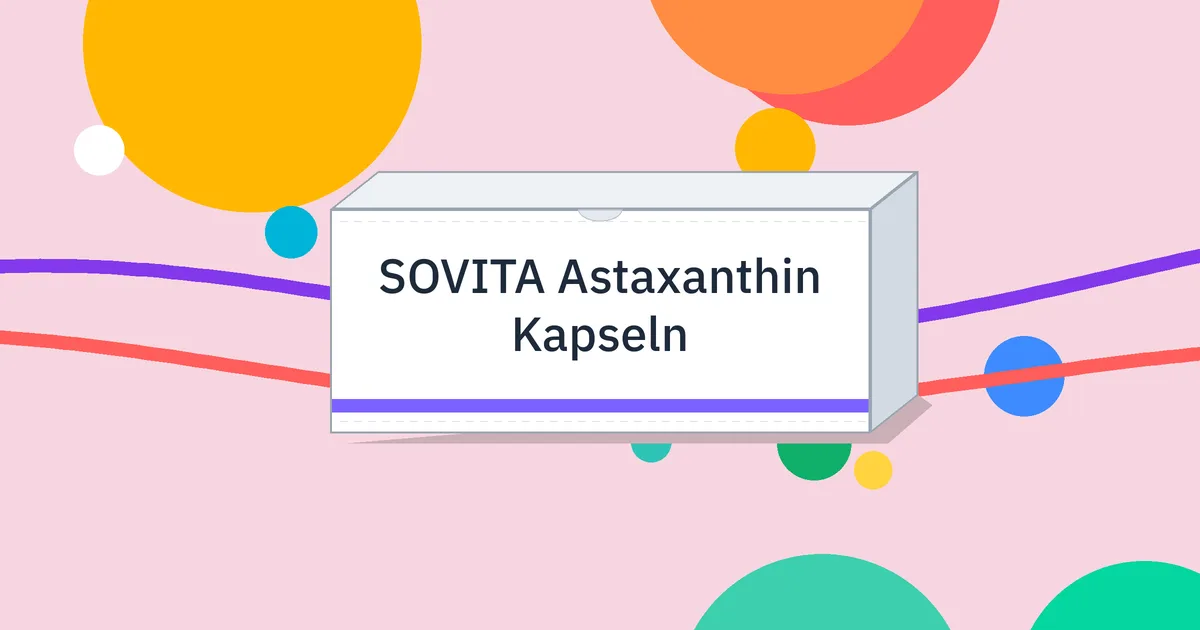Symbolbild: Packung mit der Aufschrift SOVITA Astaxanthin Kapseln (PZN 11590588) – Verfügbarkeit und Bezug in Apotheken in Frankfurt am Main