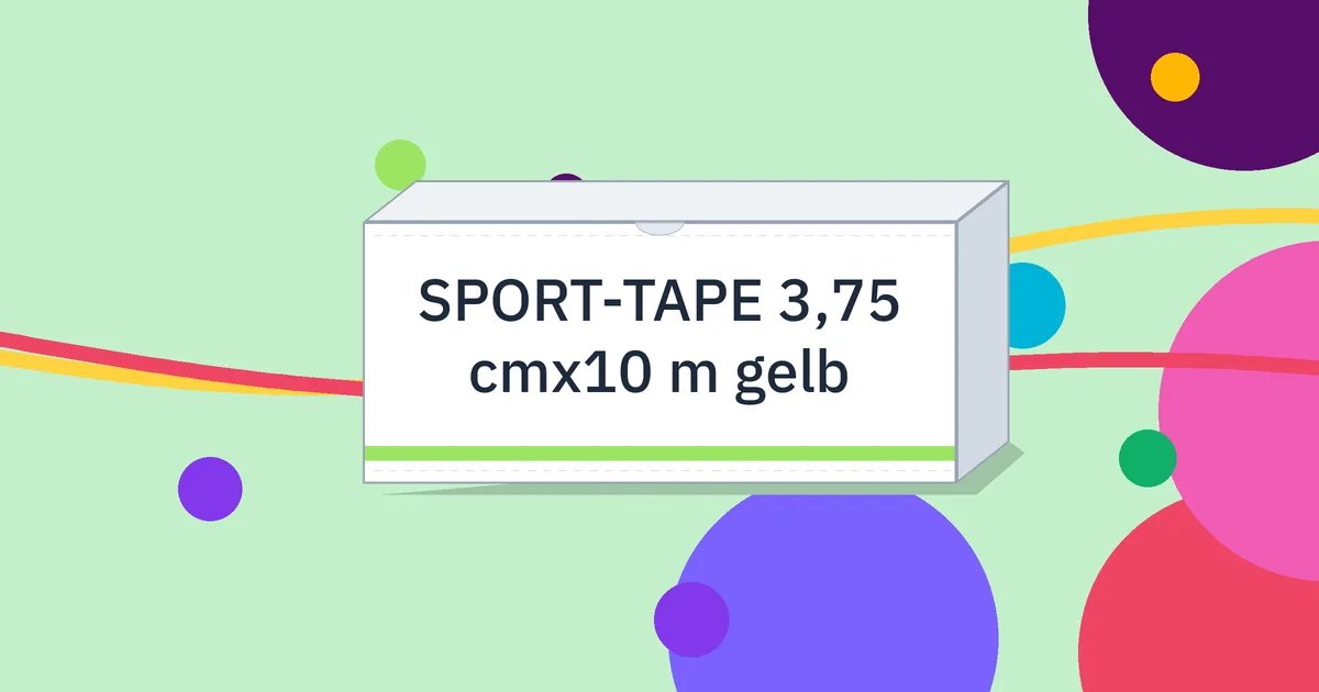 Symbolbild: Packung mit der Aufschrift SPORT-TAPE 3,75 cmx10 m gelb (PZN 10809553) – Verfügbarkeit und Bezug in Apotheken in Frankfurt am Main