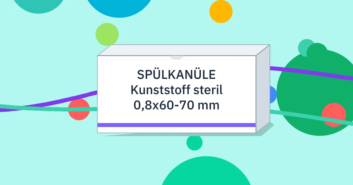 Symbolbild: Packung mit der Aufschrift SPÜLKANÜLE Kunststoff steril 0,8x60-70 mm (PZN 19988155) – Verfügbarkeit und Bezug in Apotheken in Frankfurt am Main