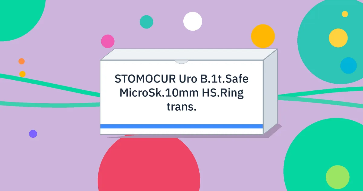 Symbolbild: Packung mit der Aufschrift STOMOCUR Uro B.1t.Safe MicroSk.10mm HS.Ring trans. (PZN 17206496) – Verfügbarkeit und Bezug in Apotheken in Frankfurt am Main